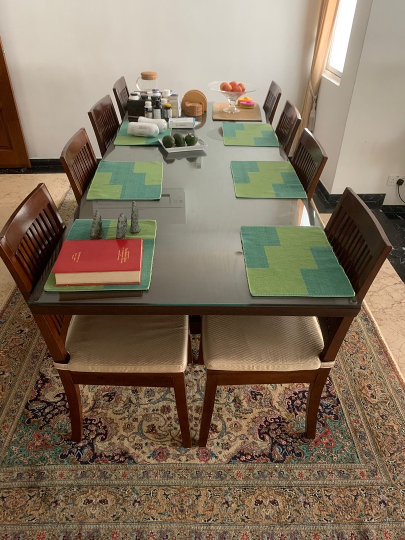 Dining Table Set with 2 glass table tops (Crate & Barrel), Furniture & Home Living, Furniture ...