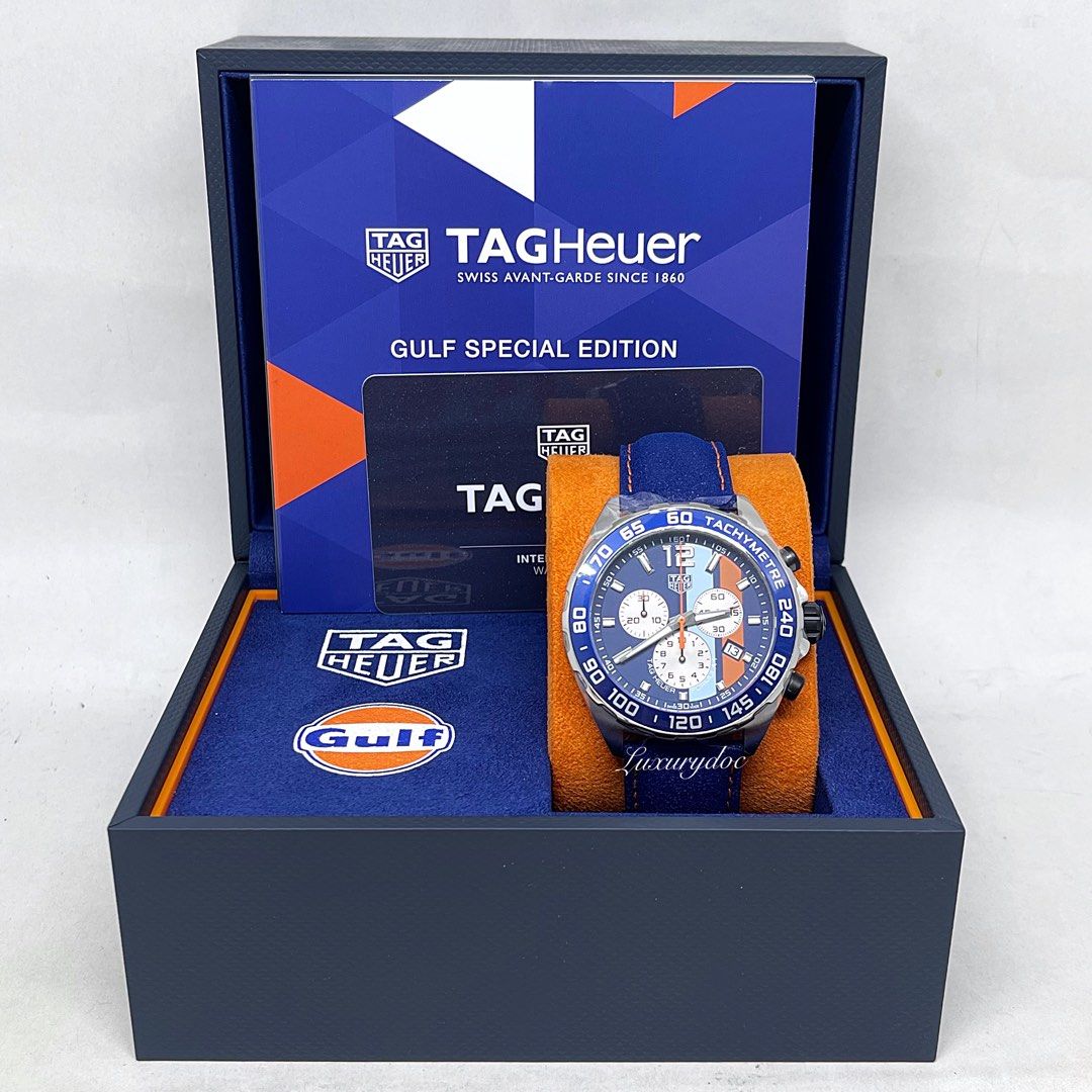 FS.BNIB TAG HUER FORMULA 1 GULF SPECIAL EDITION CHRONOGRAPH 43MM WATCH ...