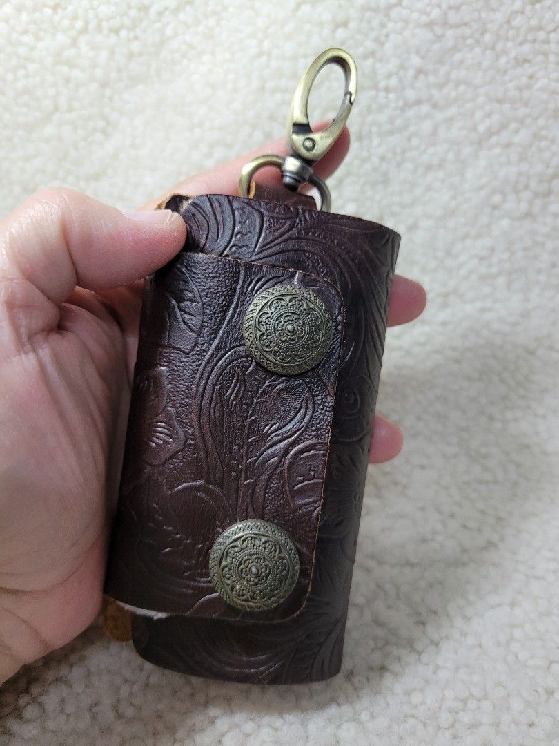 Full Grain Leather Key Pouch, Men's Fashion, Watches & Accessories ...