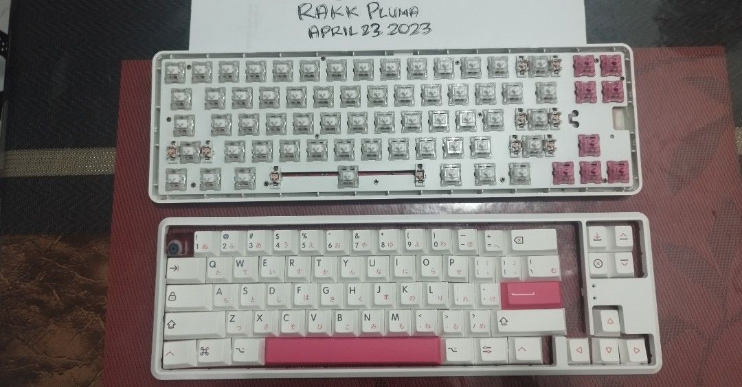 FULLY MODDED MECHANICAL KEYBOARD RAKK PLUMA w/ KTT Kang Whites ...