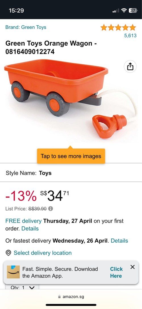 Green Toys Orange Wagon, Babies & Kids, Infant Playtime on Carousell
