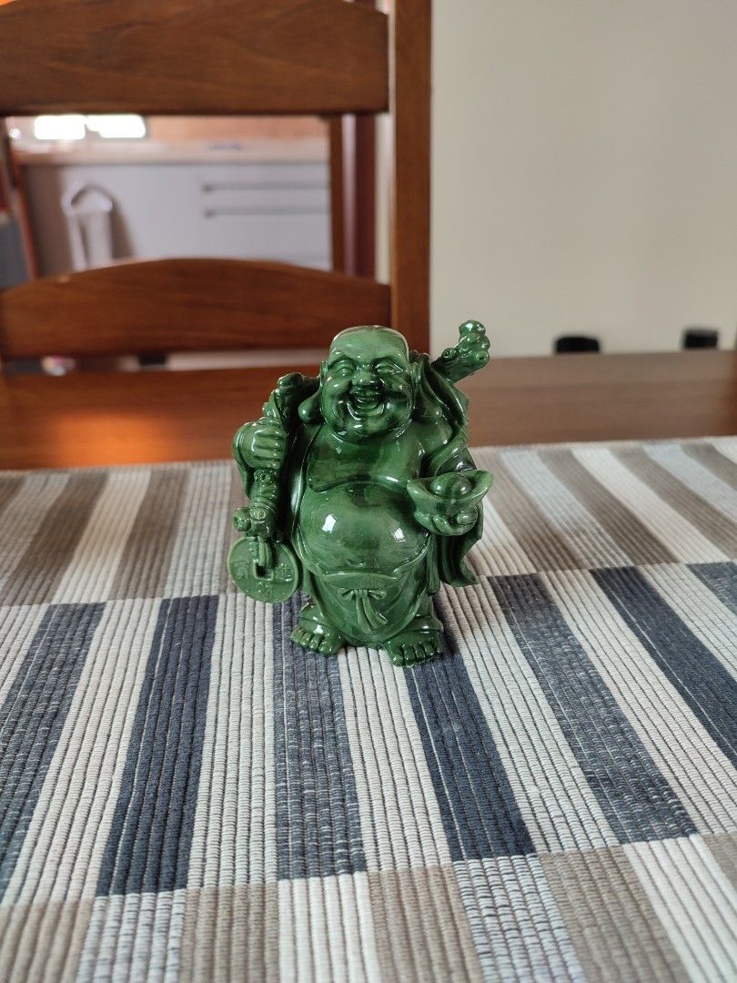 Greenstone Laughing Buddha Figurine, Furniture & Home Living, Home ...
