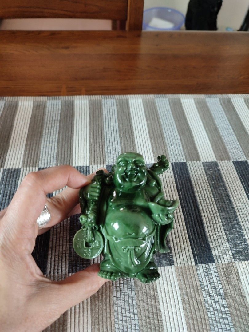 Greenstone Laughing Buddha Figurine, Furniture & Home Living, Home ...