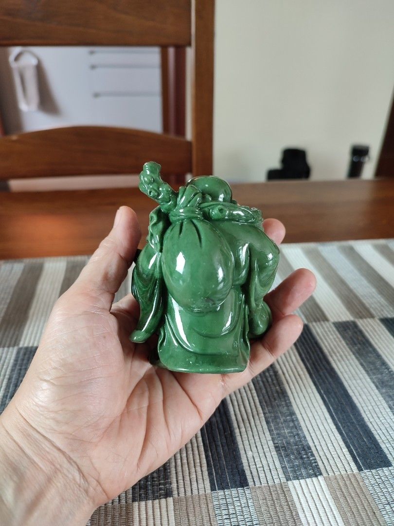 Greenstone Laughing Buddha Figurine, Furniture & Home Living, Home ...