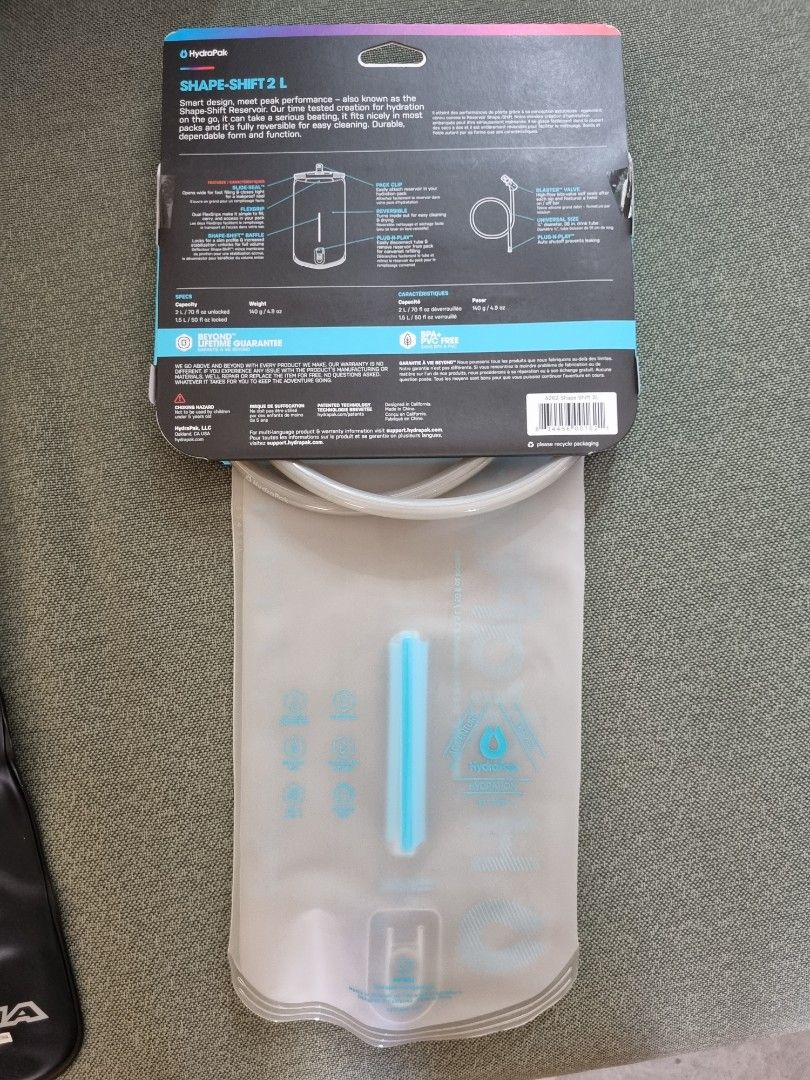 Hydrapak bladder & outdoor solar shower pack, Sports Equipment, Hiking ...