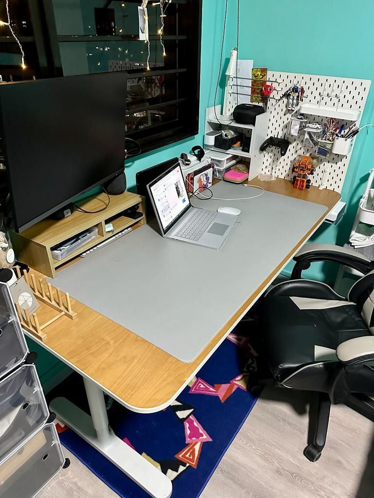 IKEA BEKANT Desk, white stained oak veneer/white, 160x80 cm, Furniture ...