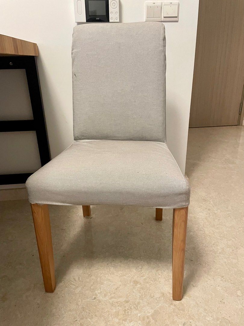 IKEA BERGMUND Chair, oak effect/Orrsta light grey, Furniture & Home ...
