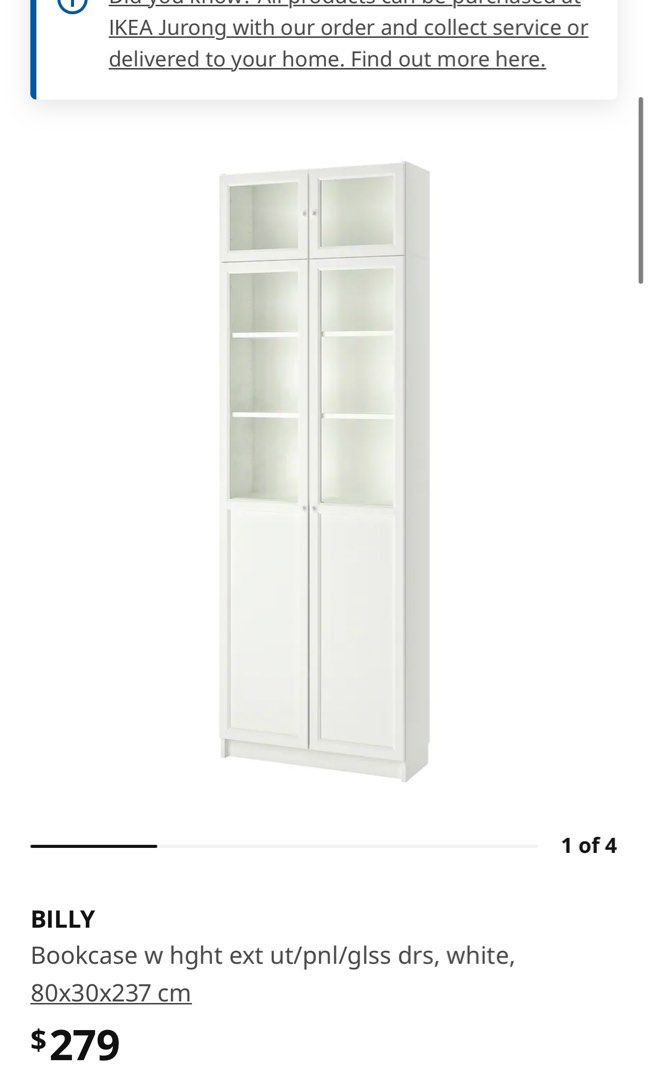 IKEA Billy Bookcase with height extension, Furniture & Home Living ...