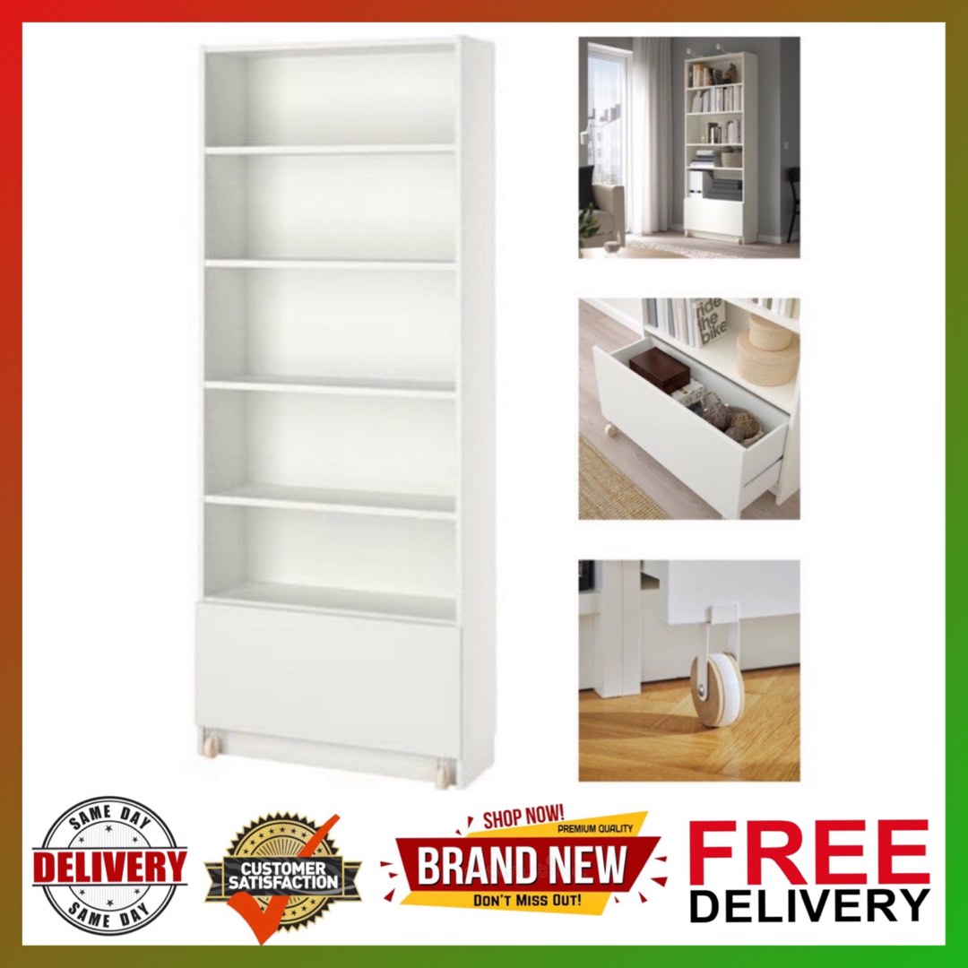 Ikea Bookcase, Bookshelf, BILLY Bookcase with drawer White ,80×30×202 ...