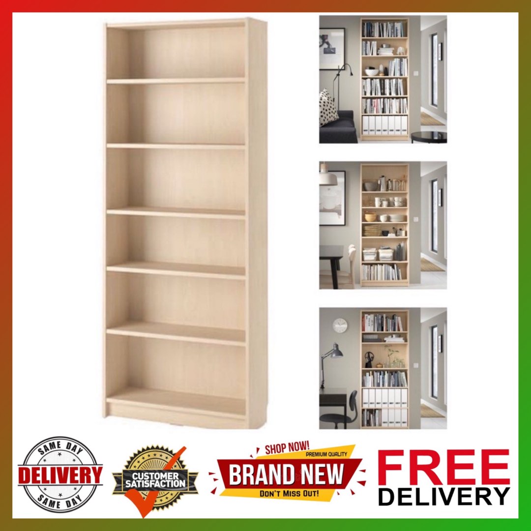 Ikea Bookcase, Bookshelf, BILLY Bookcase Birch effect ,80x28×202 ...