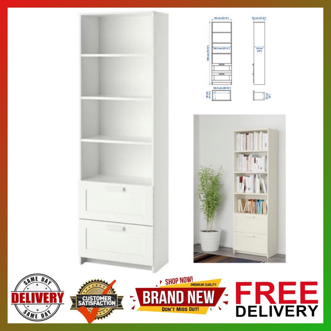 Bookcase, Bookshelf, BRIMNES Bookcase White, 60x190 Malm Brimnes Hemnes ...