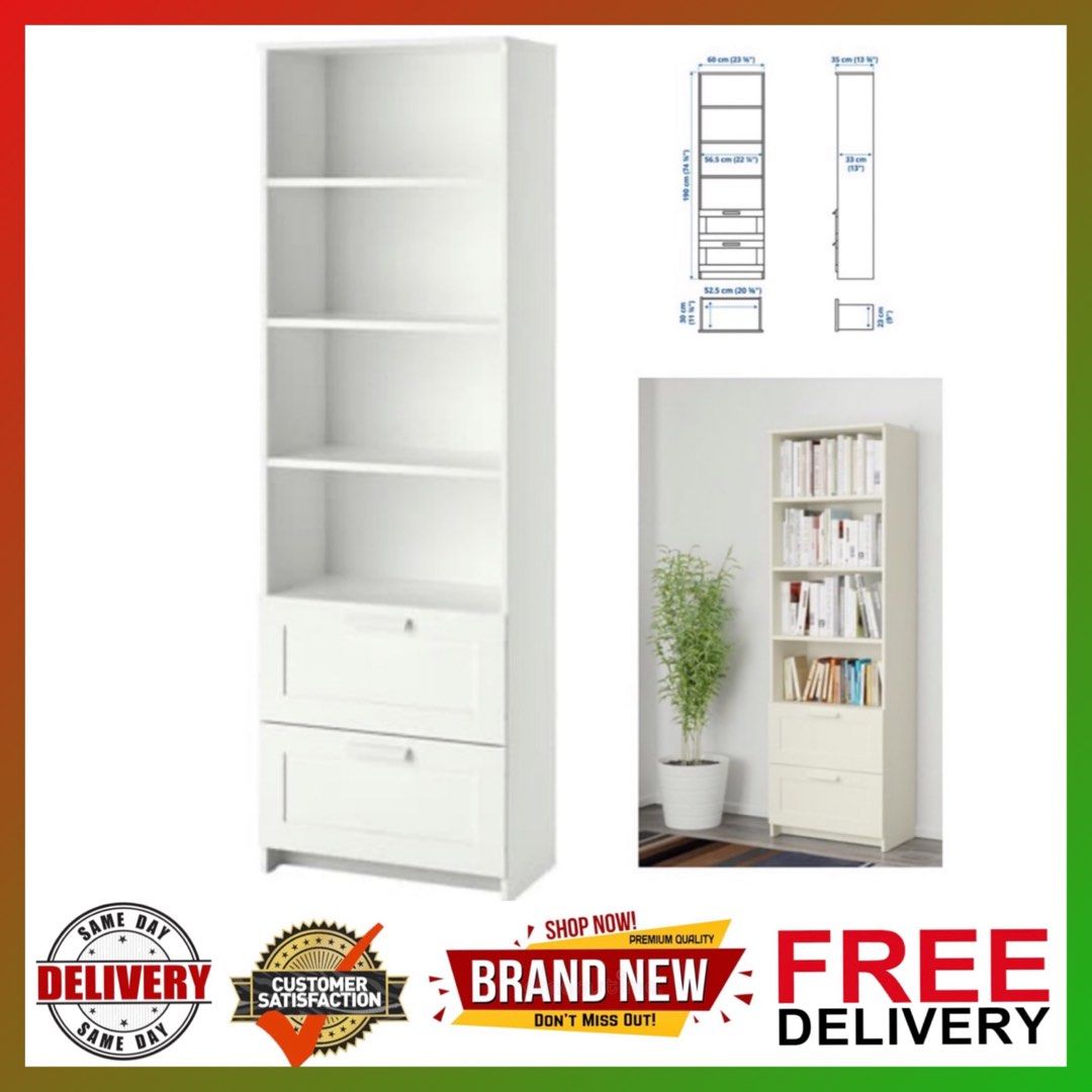 Bookcase, Bookshelf, BRIMNES Bookcase White, 60x190 Malm Brimnes Hemnes ...