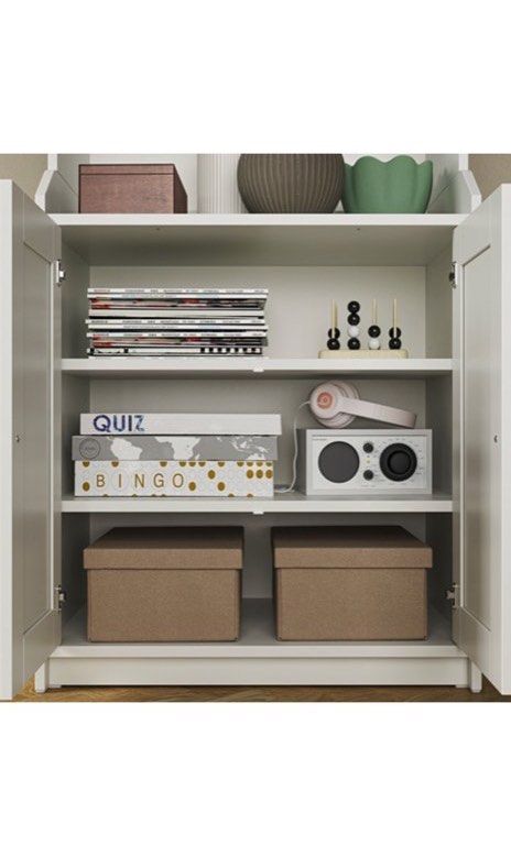 Ikea Bookcase, Bookshelf, HAUGA High cabinet with 2 doors White, 70x199 ...