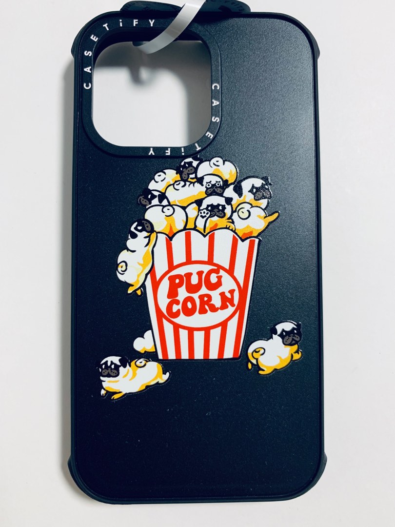 iPhone 13 pro Casetify case 特強防摔手機保護殼 pugcorn 狗狗爆穀 popcorn保護套 全新正貨, 手提 ...