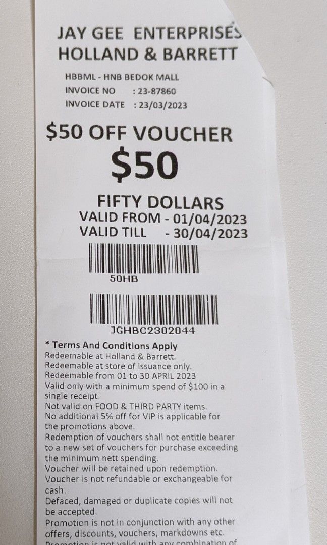 JAY GEE HOLLAND & BARRETT VOUCHER, Tickets & Vouchers, Vouchers on ...