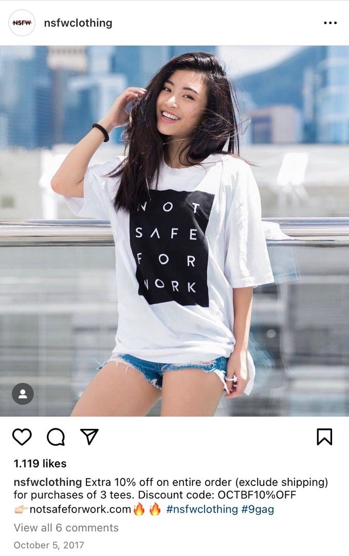 Kaos NSFW Not Safe For Work Clothing Brand 9GAG Worn by DPRian Original White, Fesyen Pria ...