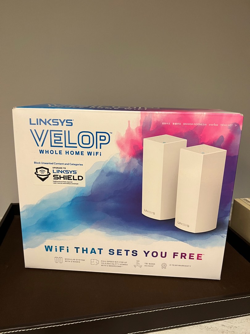 Linksys Velop Tri-band AC4400 Whole Home WiFi Mesh System, Pack of 2, WHW0302-AH, coverage up to ...