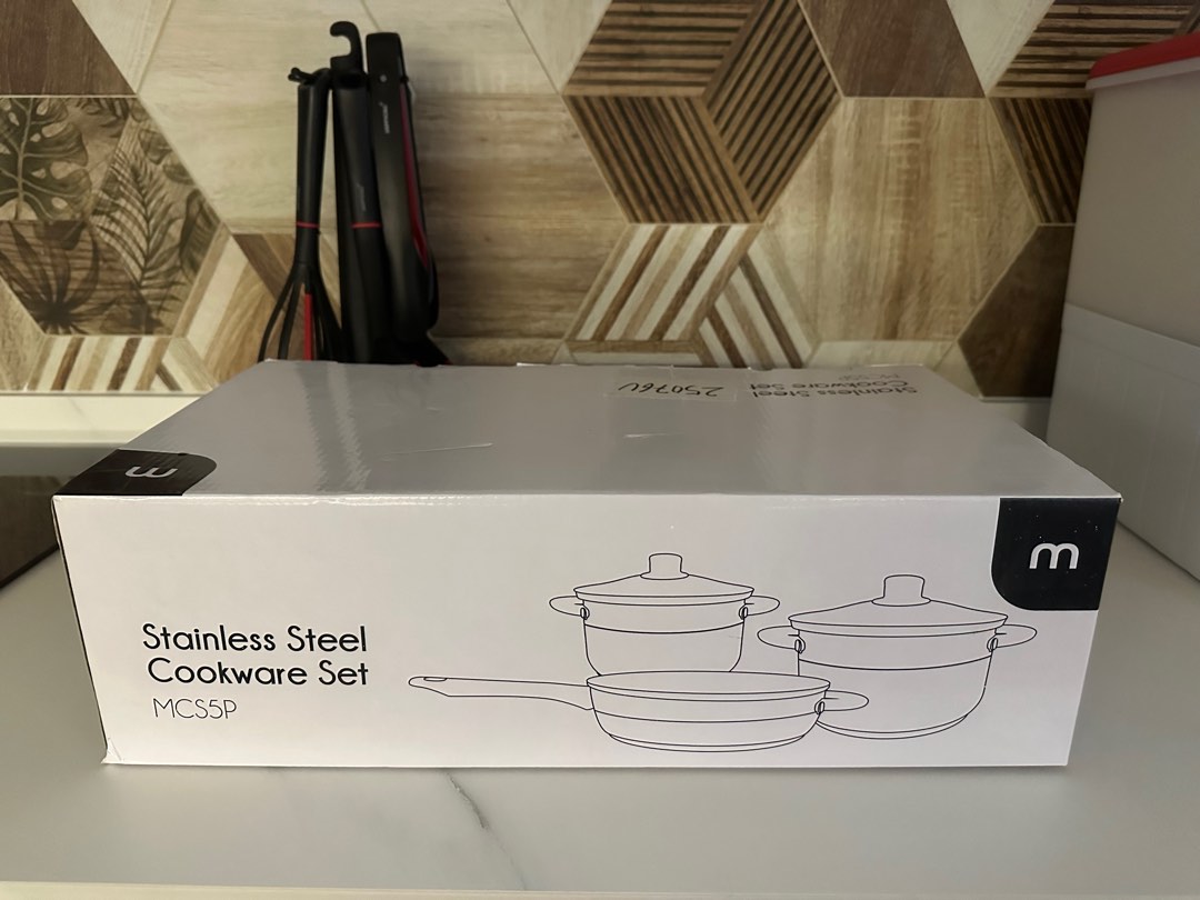 Mayer 3 piece Stainless Steel Cookware Set, Furniture & Home Living ...