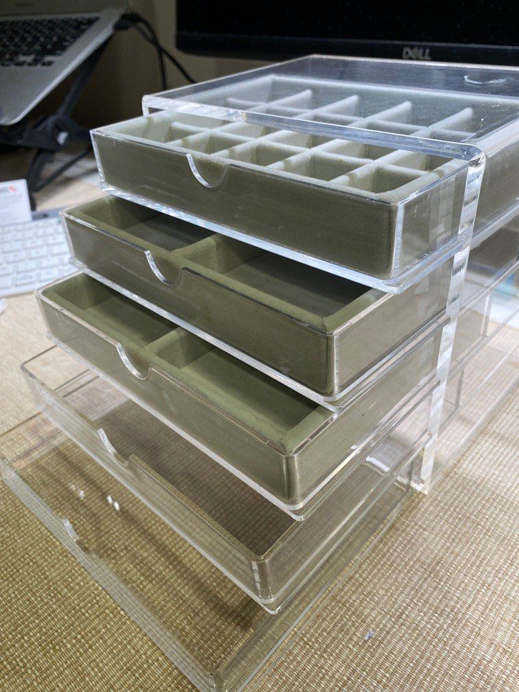Muji Acrylic Jewellery stationery 5 layer box, Furniture & Home Living ...