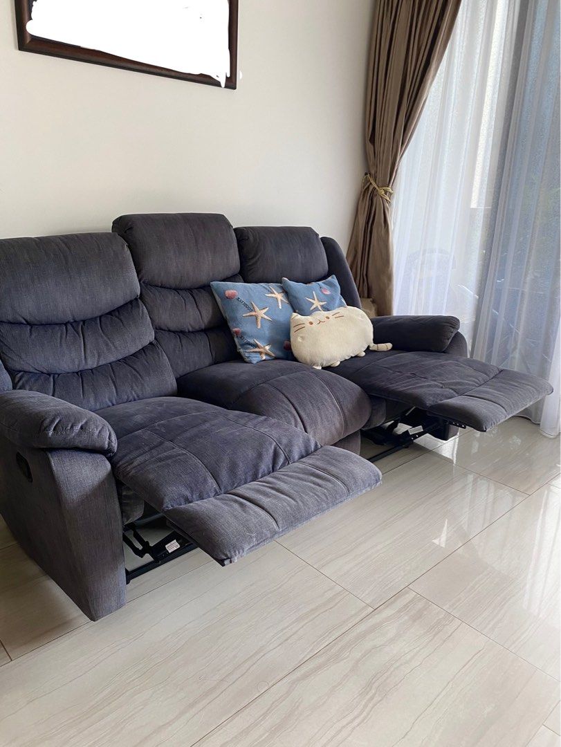 navy blue retractable sofa, Furniture & Home Living, Furniture, Sofas ...