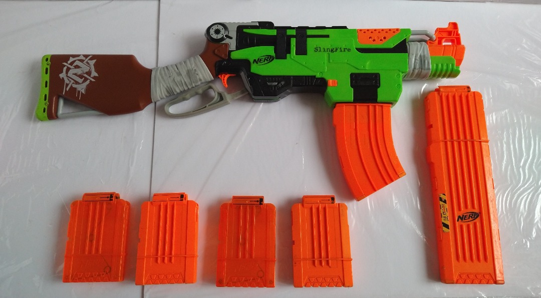 Nerf Zombie Strike Slingfire with Extra Cartridges Blaster Toy Gun USA, Hobbies & Toys, Toys ...