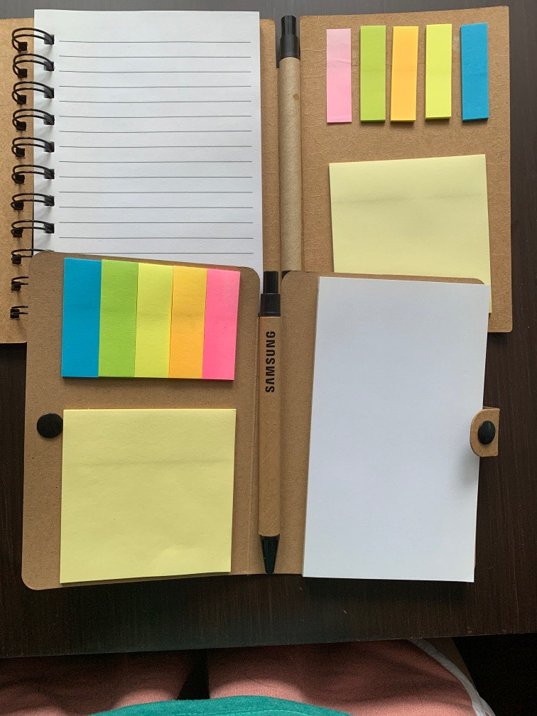 Notebooks with post it and pen, Hobbies & Toys, Stationery & Craft ...