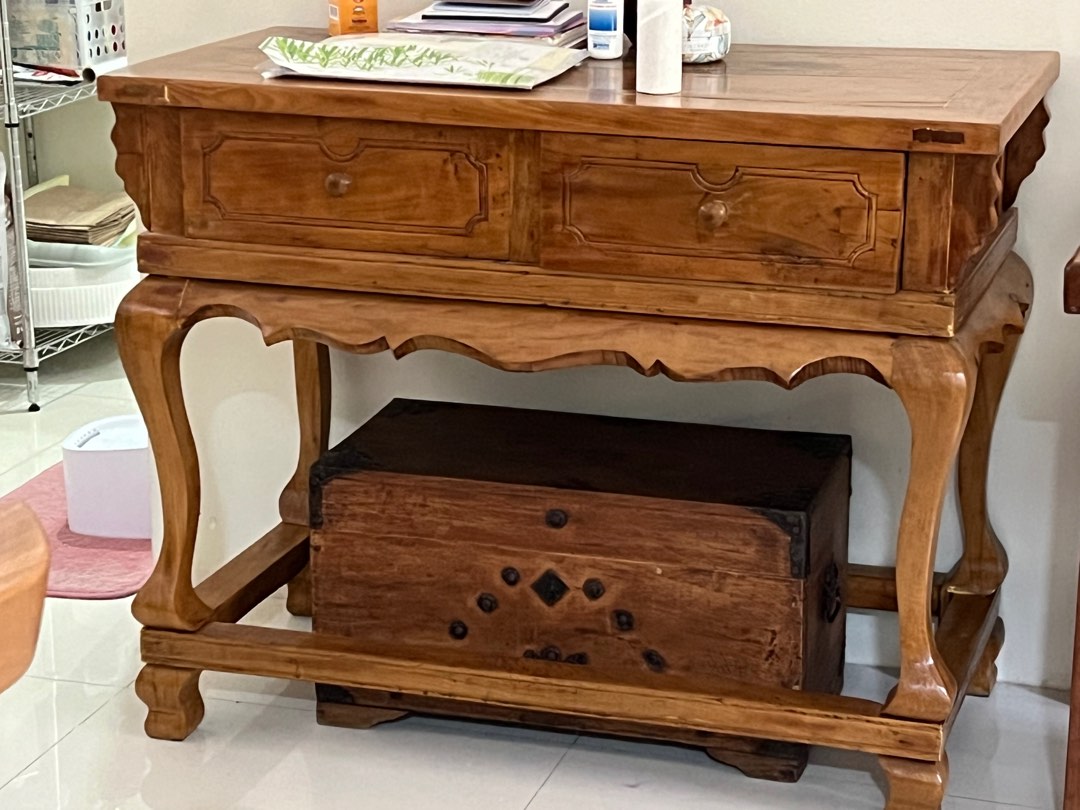 Old piece Molave altar console with drawers, Furniture & Home Living ...