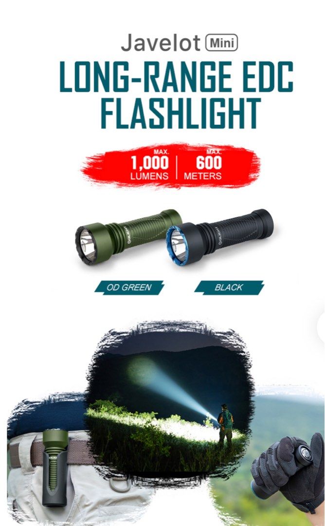 Olight Javelot Mini Long Range EDC Flashlight 1000 lumens, Car ...