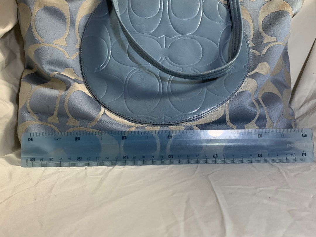 Original Blue Signature Laura Coach Tote Bag, Women's Fashion, Bags ...