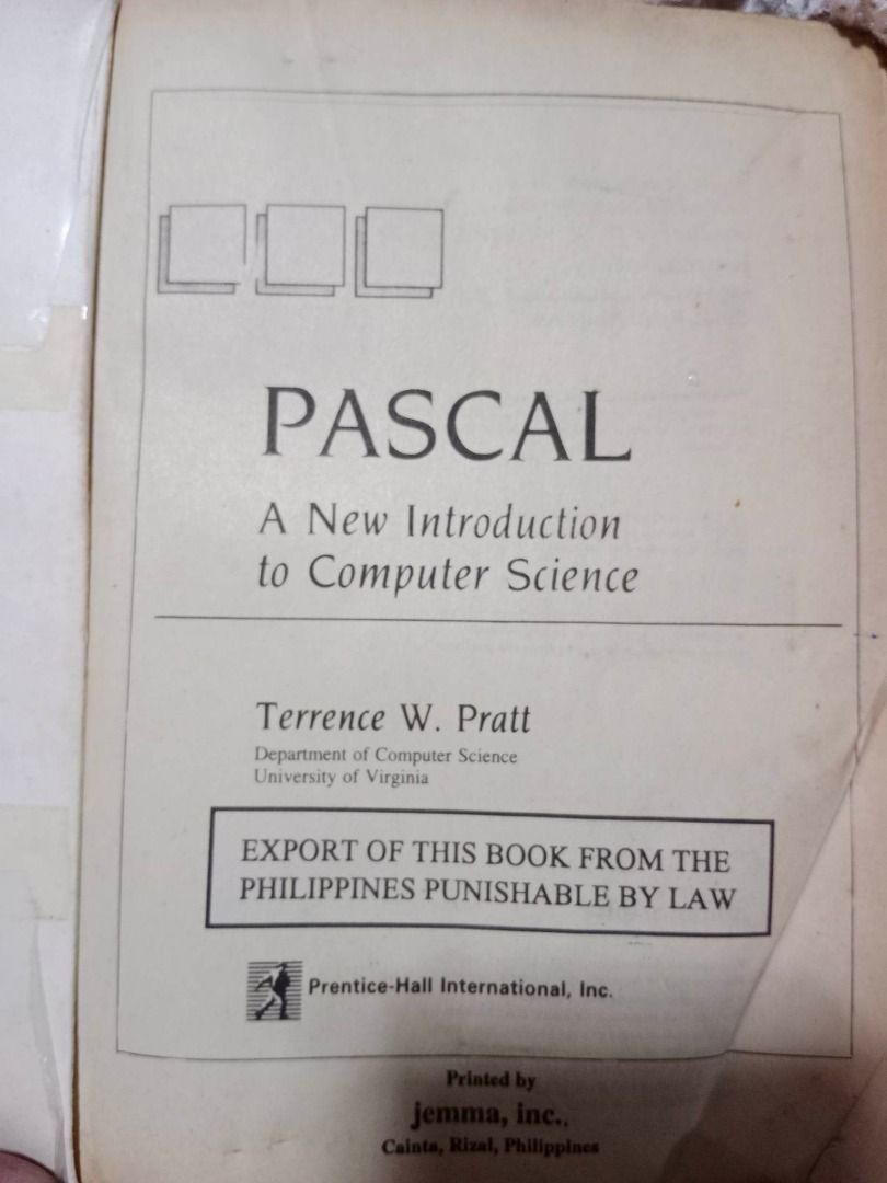 PASCAL: A NEW INTRODUCTION TO COMPUTER SCIENCE BOOK, Hobbies & Toys, Books & Magazines ...