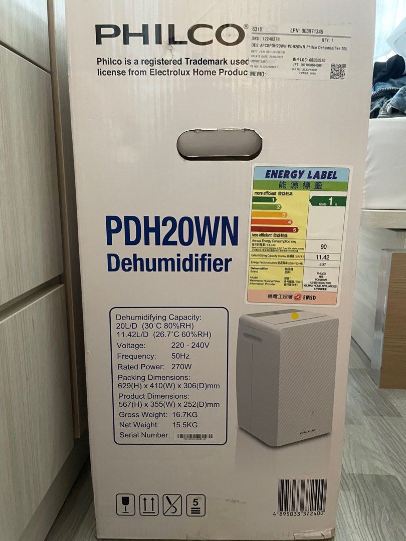 Philco PDH20WN Dehumidifier, 家庭電器, 空氣清新機及抽濕機 - Carousell