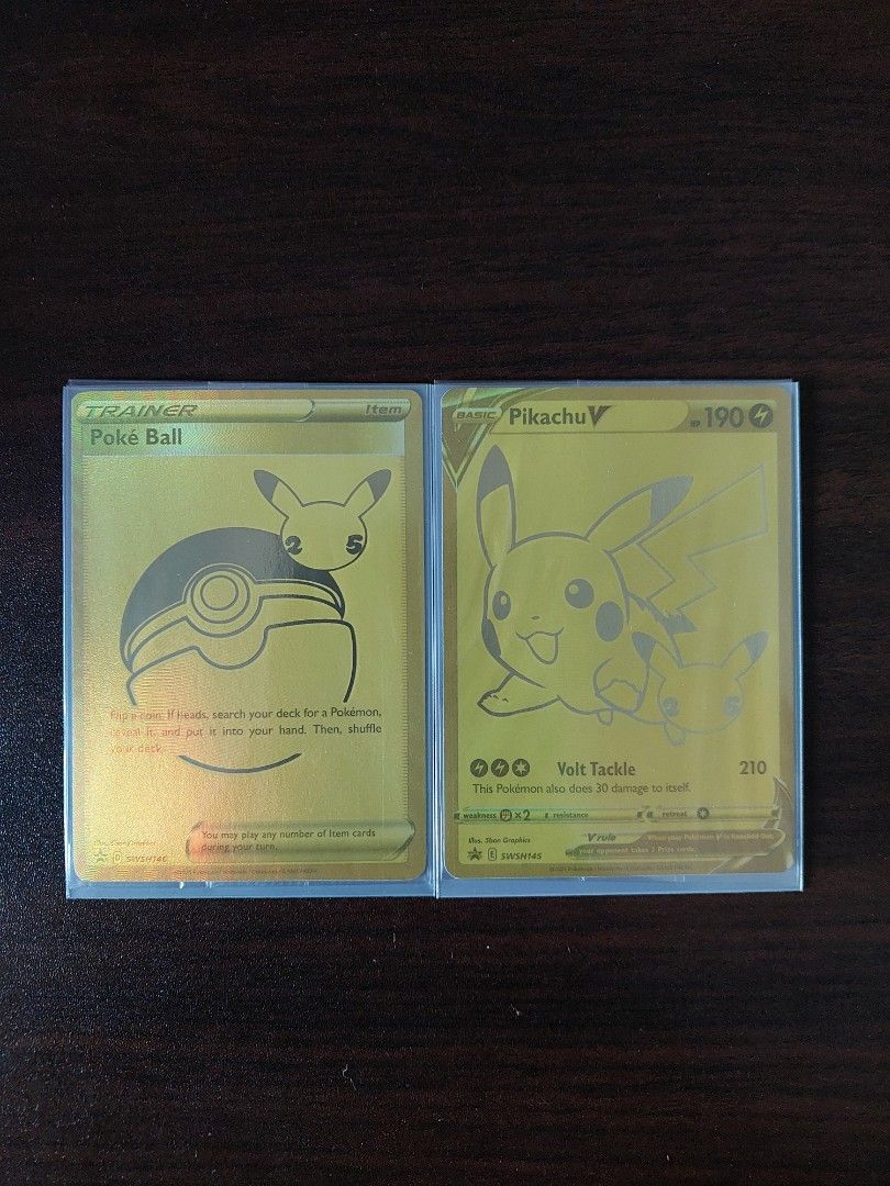 PIKACHU V/ POKEBALL GOLD FULL ART PROMO SWSH145 SWSH 146 SEALED 25TH ...