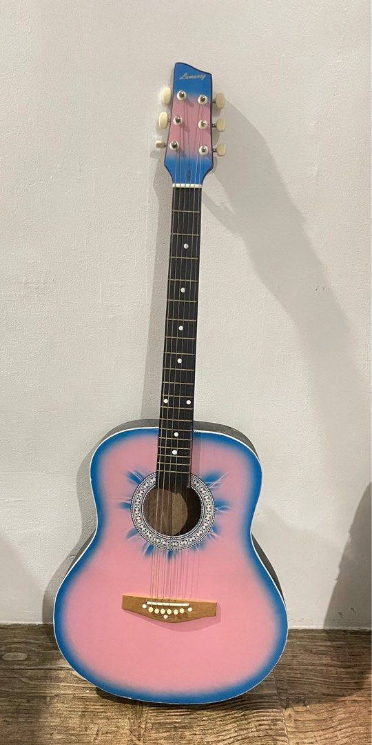 Pink Acoustic Guitar w bag and free pick!, Hobbies & Toys, Music ...
