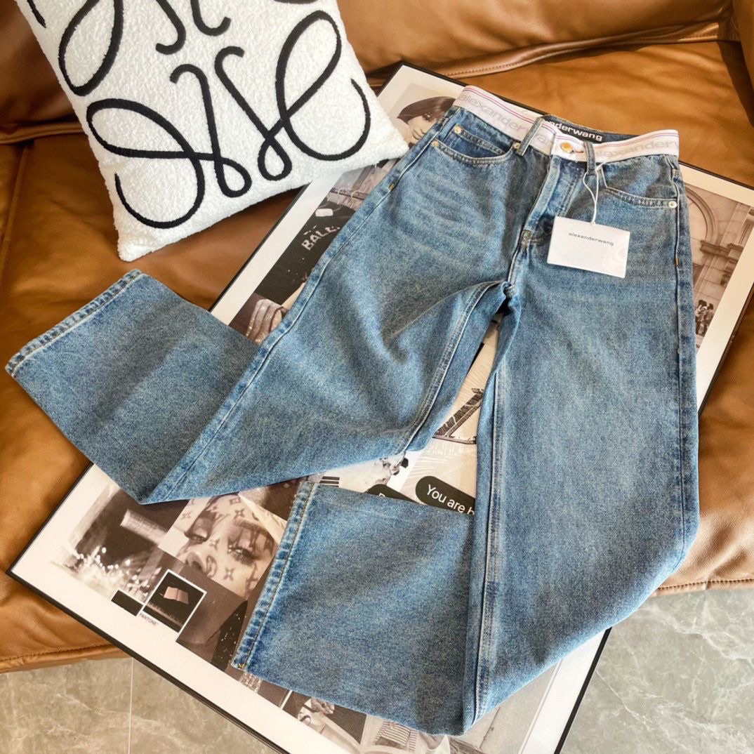 Pre order: Real shot jeans alexander wangstyle splicing waist mid-high ...