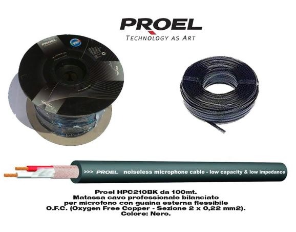 PROEL HPC210BK - 100M (1 roll) Professional Balanced Audio Microphone cable, Audio, Other Audio ...
