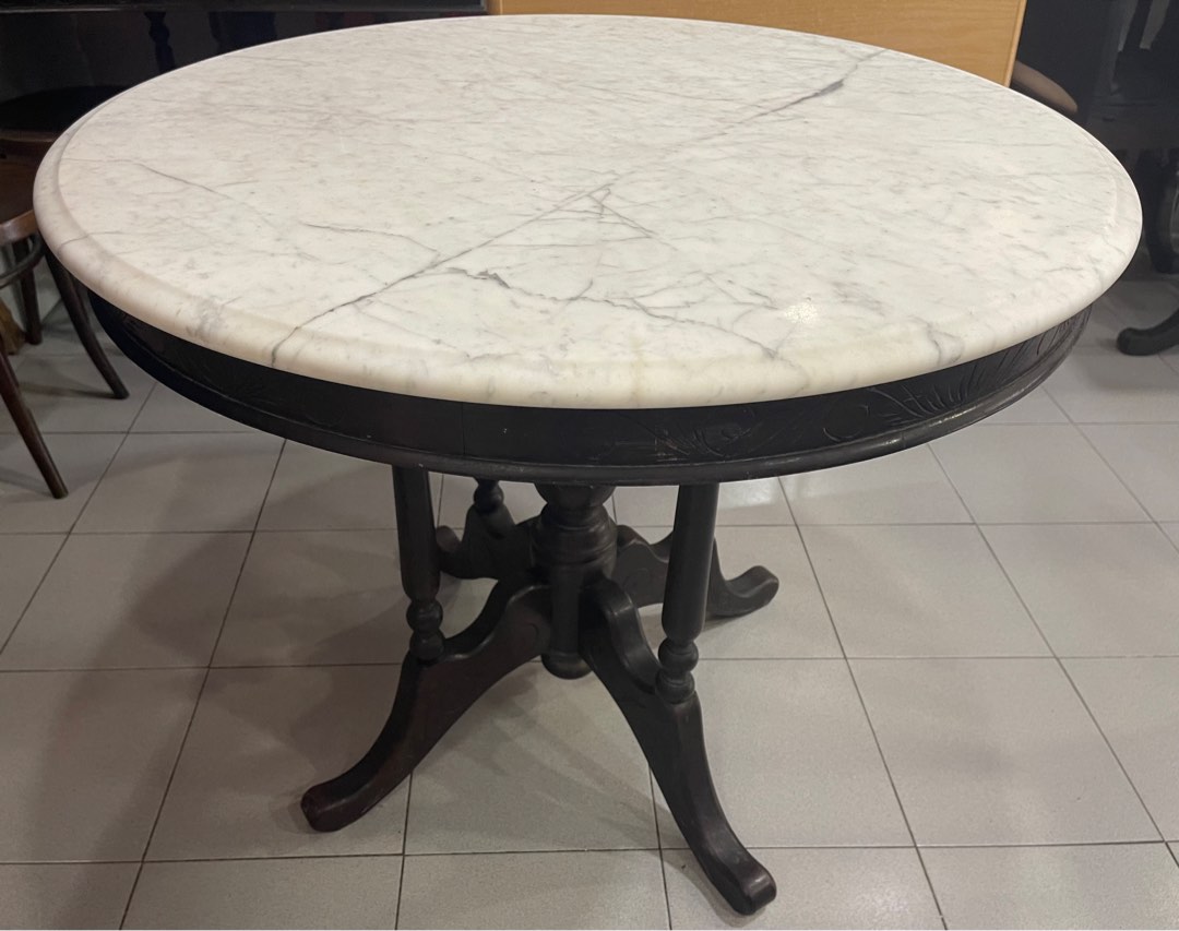 Rare Vintage White Marble Round Table (Diameter 90cm), Furniture & Home ...