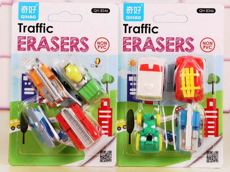 Set of 4 Traffic themed erasers, Hobbies & Toys, Stationery & Craft ...