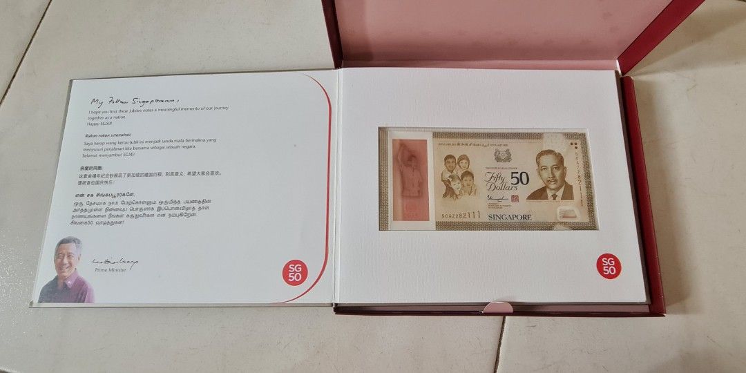 SG50 commemorative notes. 1 $50 note and 1 $10 note, Hobbies & Toys ...