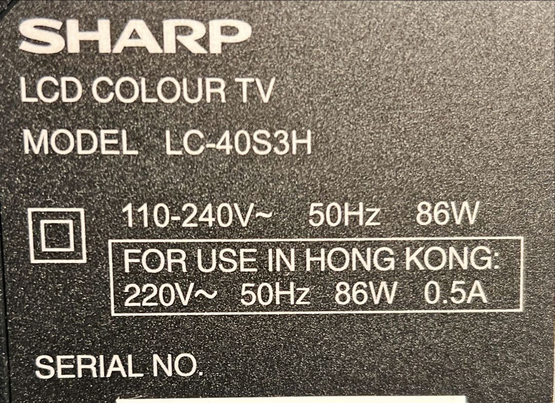 Sharp 40寸 高清電視 (Model: LC-40S3H), 家庭電器, 電視 & 其他娛樂, 電視 - Carousell