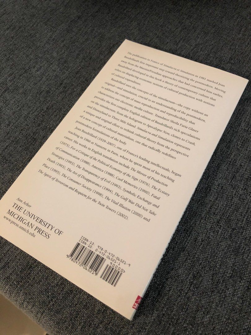 Simulacra and Simulation - Jean Baudrillard - English, Hobbies & Toys ...