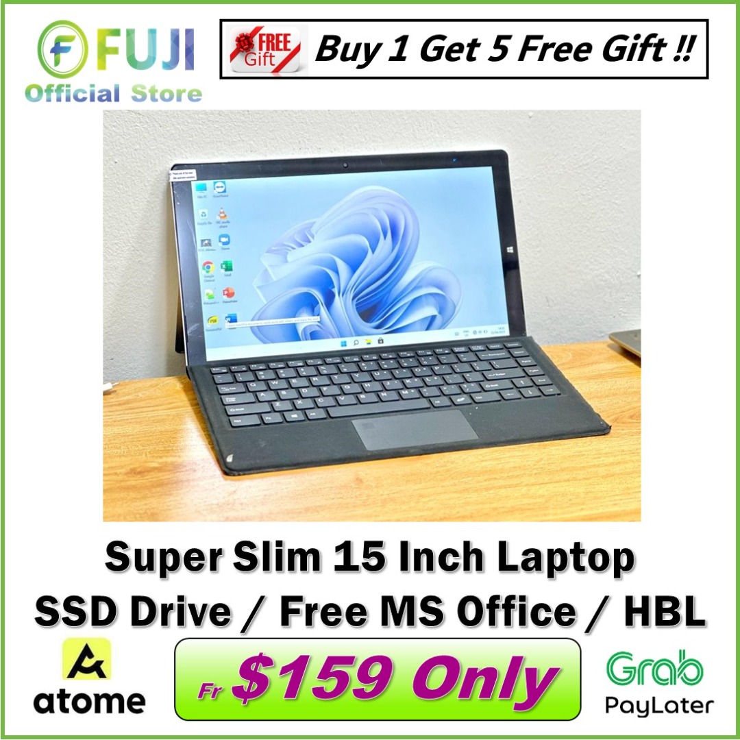 Slim 15 Inch SSD Touch Screen Laptop - SSD Drive - Free MS Office ...