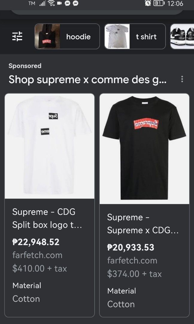 Supreme collab Comme des garcons, Men's Fashion, Tops & Sets, Tshirts ...