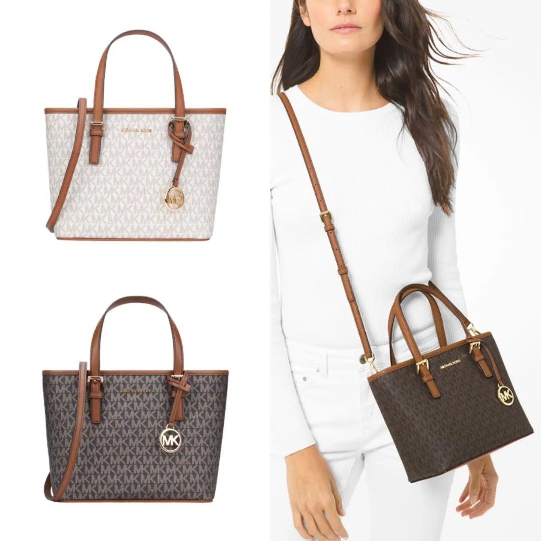 Tas MK Signature Jet Set Handle Bag Set Box Wanita, Barang Mewah, Tas ...