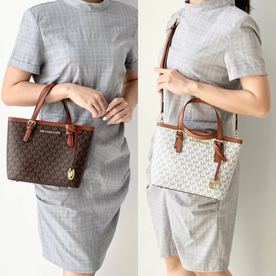 Tas MK Signature Jet Set Handle Bag Set Box Wanita, Barang Mewah, Tas ...