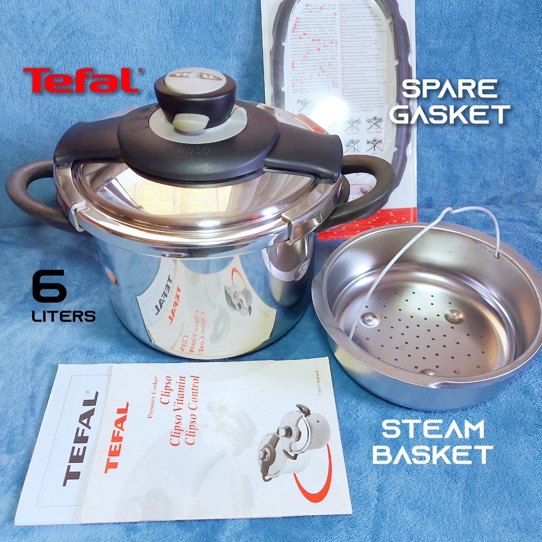 TEFAL Clipso 6L Big Pressure Cooker with spare Gasket, TV & Home Appliances, Kitchen Appliances ...