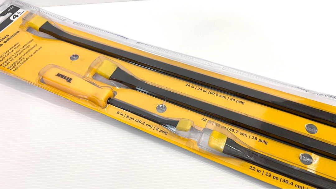 Titan 17101 4 pc. Pry Bar Set, Includes 8-Inch, 12-Inch, 18-Inch, and ...