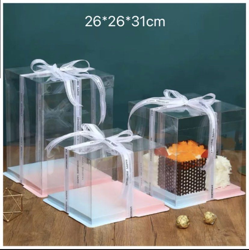 Transparent Cake box | Display box | Round cake box | Tier cake box ...
