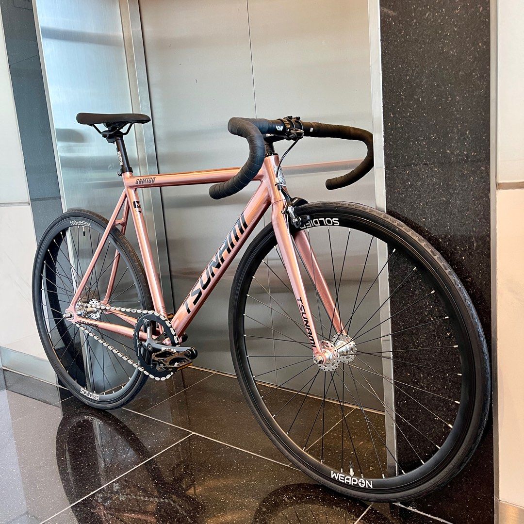 Tsunami fixie/SNM 100/fixie gear/frame set $330/complete bike $659/brand new/rose gold/single ...