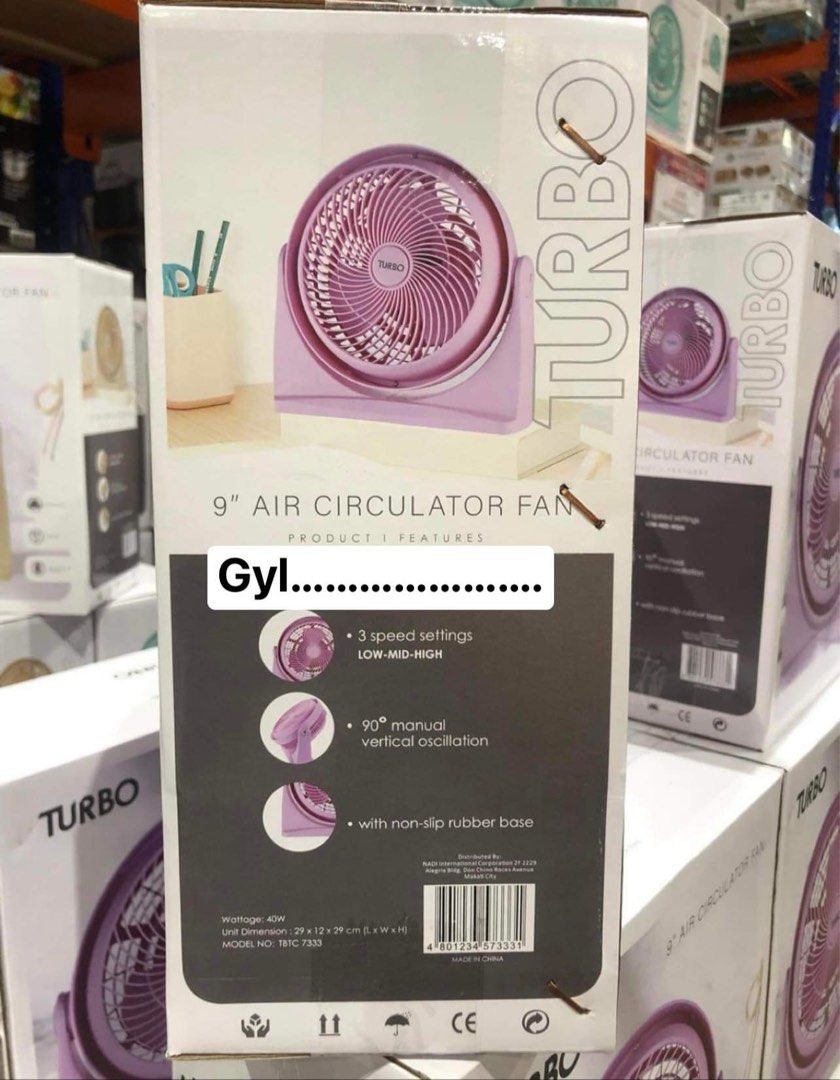 TURBO 9inch Air Circulator, Furniture & Home Living, Lighting & Fans ...