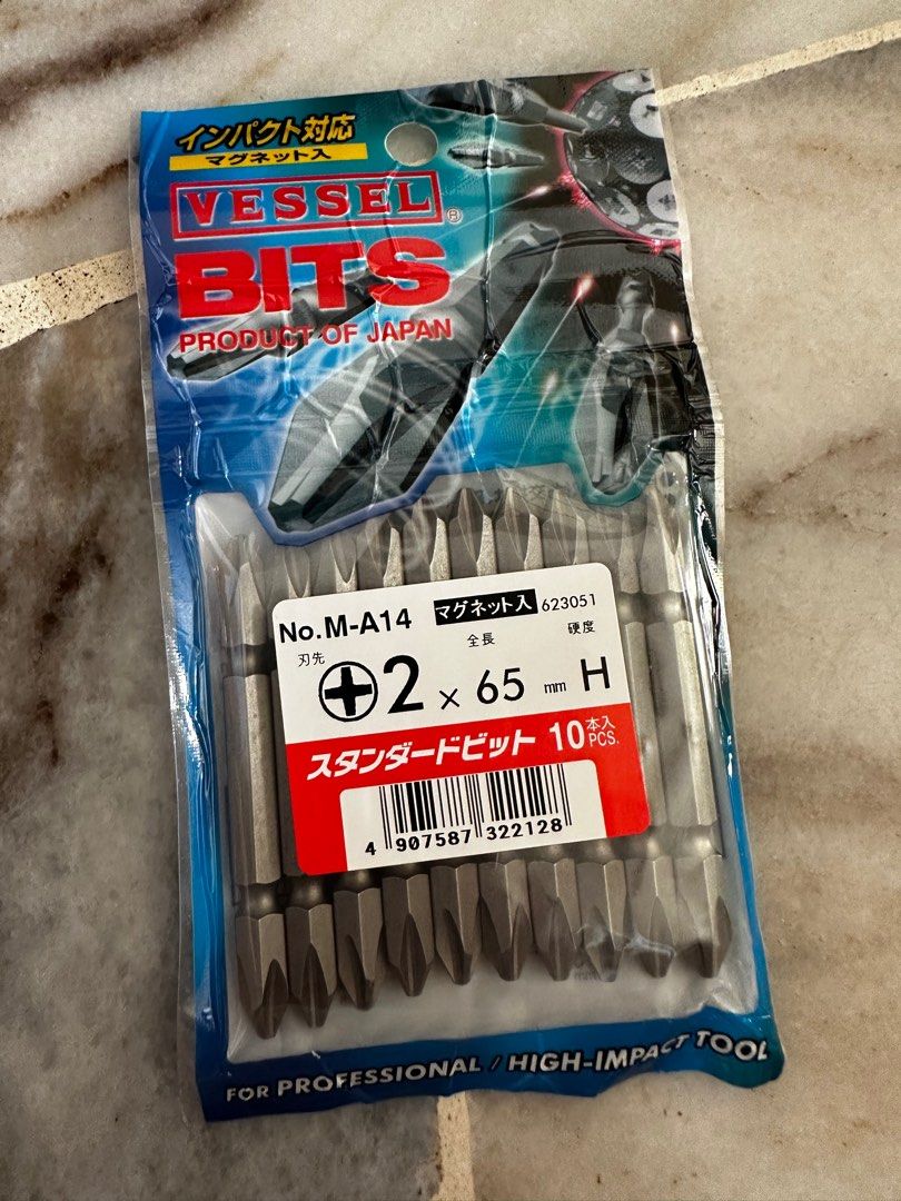 Vessel 2X65mm (+) power bit 1 pkt, Auto Accessories on Carousell